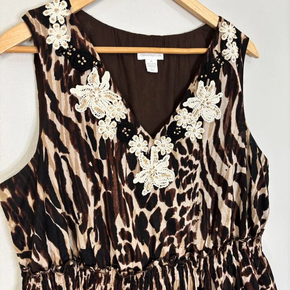 Charter Club | Dresses | Charter Club Midi Dress 4 Brown Animal Print ...